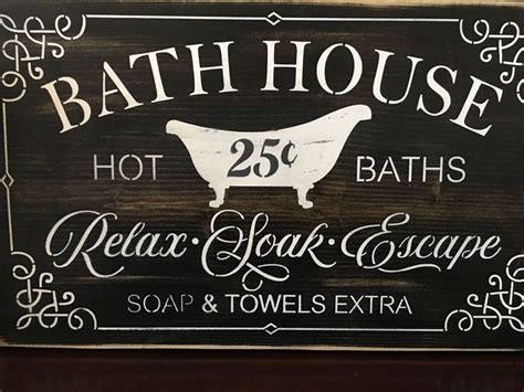 Bath House Hot Baths Soap Towels Extra Wood Signs Bathroom Decor