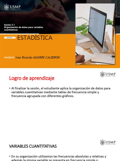Sesion 3 1 Organizacion De Datos Para Variables Cuantitativas Pdf