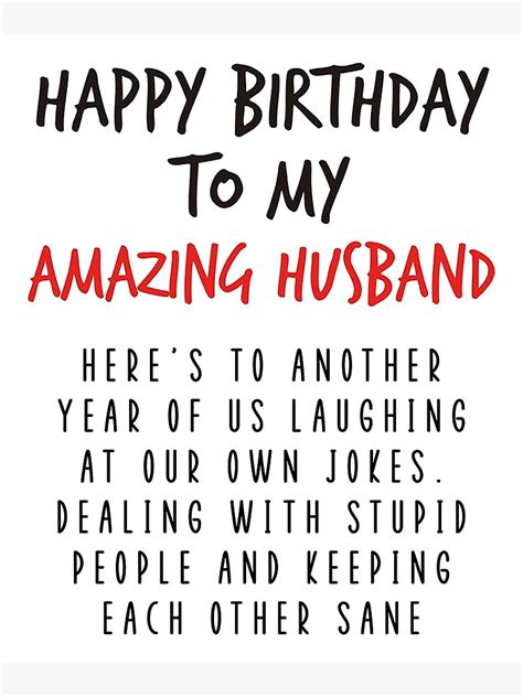 Happy Birthday Card For Husband Funny Birthday T For Amazing Husband Hubby From Wife