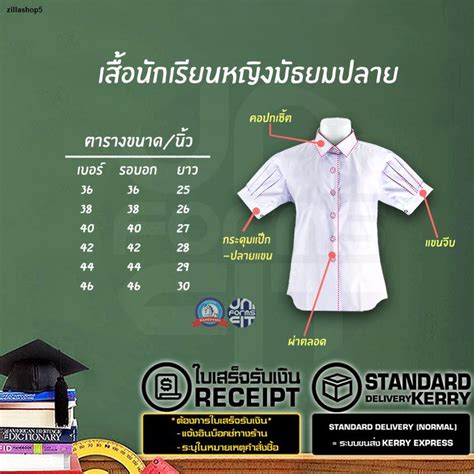 จัดส่งจากกรุงเทพฯ ส่งตรงจุดเสื้อนักเรียน มัธยมปลาย หญิง คอปกเชิ้ต ตรา
