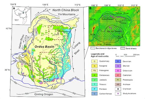 A Geological Map Of The Ordos Basin B Digital Elevation Model Download Scientific Diagram