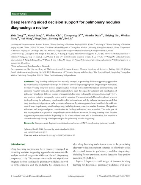 Pdf Deep Learning Aided Decision Support For Pulmonary Nodules Diagnosing A Review