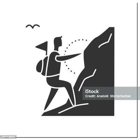 등산 글리프 아이콘 가득 찬에 대한 스톡 벡터 아트 및 기타 이미지 가득 찬 개념 걷기 Istock