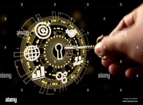 Key In Hand Business Teamwork Aim And Growth Symbols On A Key Performance Indicator Kpi