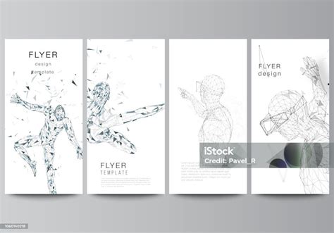 전단지 배너 디자인 서식 파일의 편집 가능한 레이아웃의 최소한의 벡터 그림 가상 현실 안경 남자입니다 추상 Vr 미래 기술 개념 0명에 대한 스톡 벡터 아트 및 기타 이미지