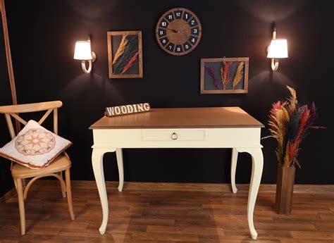 Wooding 120 Cm Masif Krem Naturel Çalışma Masası Wooding Mobilya