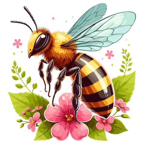 Illustration De Dessin Animé De Cute Bee Vector Vecteur Premium