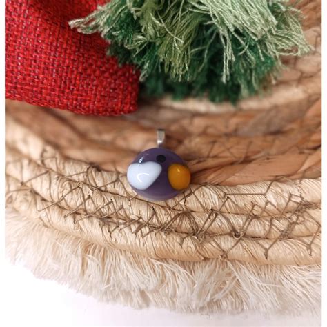 Pendentif Oiseau Violet Et Blanc