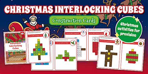 Christmas Interlocking Cubes Construction Cards Twinkl