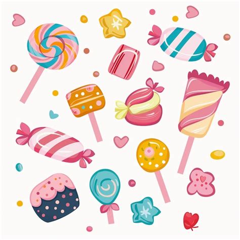 Candy Sweet Vector Food Design Illustration Dessert Sugar Background Chocolate Cartoon El