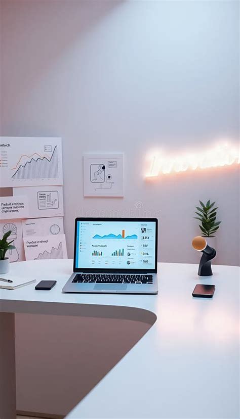 Modern Minimalist Workspace With Laptop And Innovation Sign Stock Image Image Of Remote