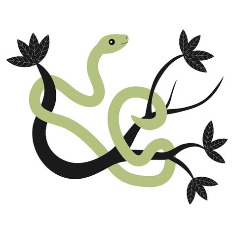 Premium Vector A Snake Wrapped Around A Branch Vector Retro Flat