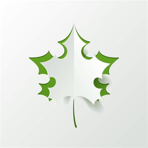 흰색 배경에 고립 된 추상 녹색 단풍 잎 프리미엄 벡터