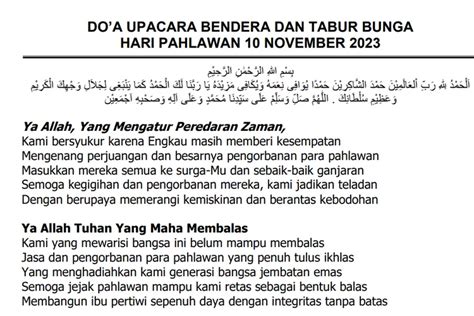 Link Download Pdf Teks Doa Upacara Hari Pahlawan 10 November 2023 Dan
