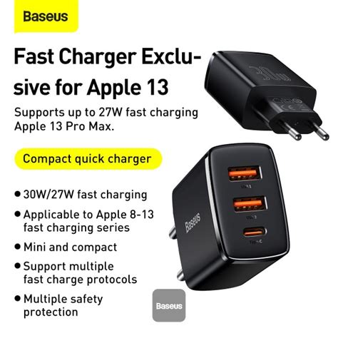 Baseus Online Baseus Compact Quick Charger USB Type C X USB W A Power Delivery Quick