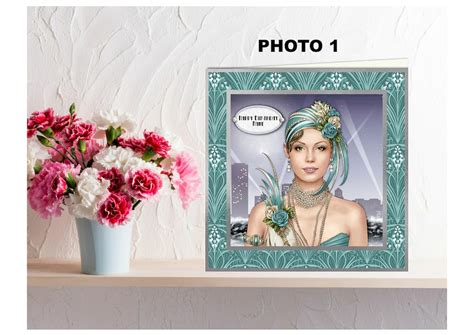 Art Deco Glamourous Lady Birthday Cards With Flowers And Pearls 3d