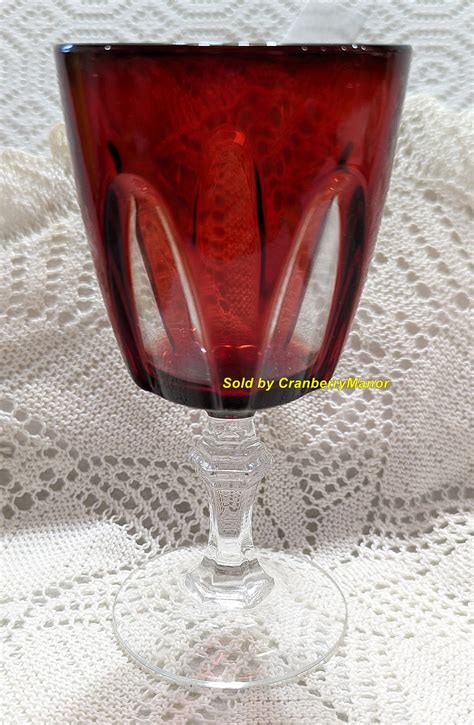 Cristal Darques Durand France Gothic Ruby Red Wine Glass Vintage