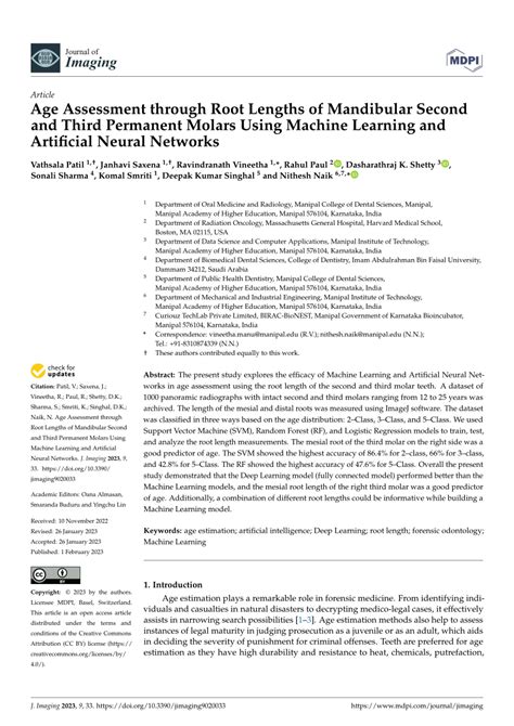 Pdf Age Assessment Through Root Lengths Of Mandibular Second And Third Permanent Molars Using