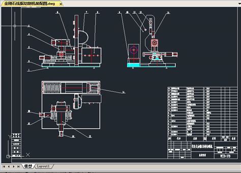 金刚石线锯切割机设计全套CAD图纸 设计说明书原创115 AutoCAD 2007 模型图纸下载 懒石网