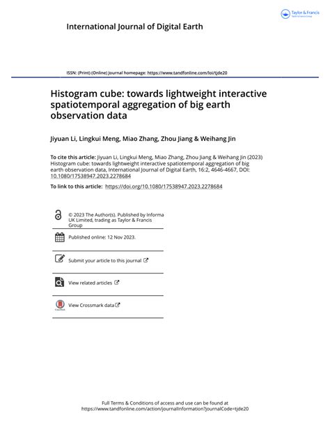 Pdf Histogram Cube Towards Lightweight Interactive Spatiotemporal Aggregation Of Big Earth