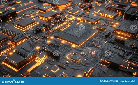 Conceptual Rendering Of A Futuristic Electronic Circuit Board With