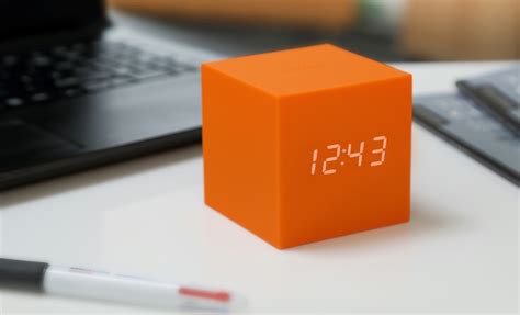 Gingko Gravity Cube Click Clock Hoppers Jewellers