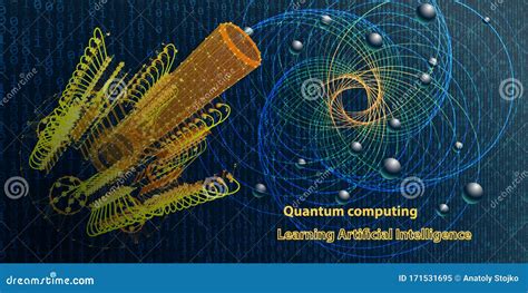 Ordinateur Quantique Abstrait Physique Concept De Base Avec Qubit