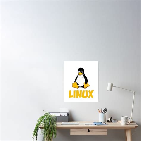Linux Tux Penguin Logo Poster By Vladocar Redbubble