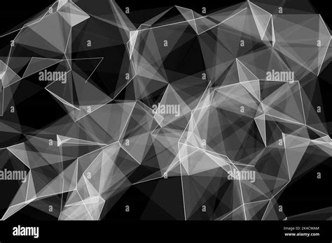 Abstract Illustration Of Grey Plexus Networks Against Black Background