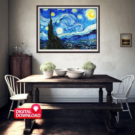 The Starry Night 1889 By Vincent Van Gogh Starry Night Print Van Gogh