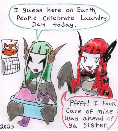 My Characters Scarlet And Selene The Moth Faerie Wish You A Happy Laundry Day And Selene Says