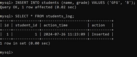 Mysql Create Trigger Geeksforgeeks