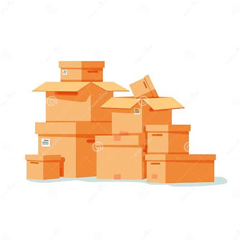 Pila De Cajas De Cartón Selladas Apiladas De Las Mercancías Ejemplo Del