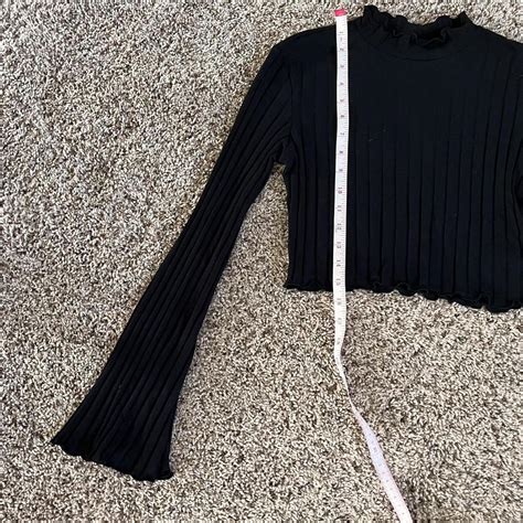 Black Turtleneck Crop Top With Bell Sleeves Depop