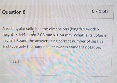 solved a rectangular solid has the dimensions length x