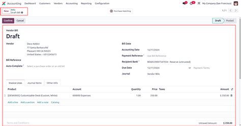 How To Create A Vendor Bill In Odoo 18 Accounting