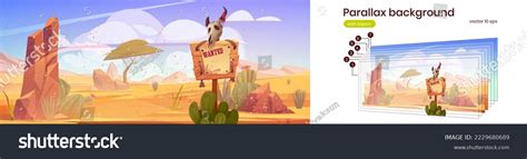 Parallax Background Sand Storm Wild West Stock Vector Royalty Free