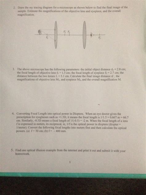 Solved Draw The Ray Tracing Diagram For A Microscope As
