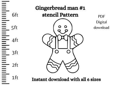 Life Size Gingerbread Man Pattern Pdf Template Printable Trace And Cut Christmas Silhouette