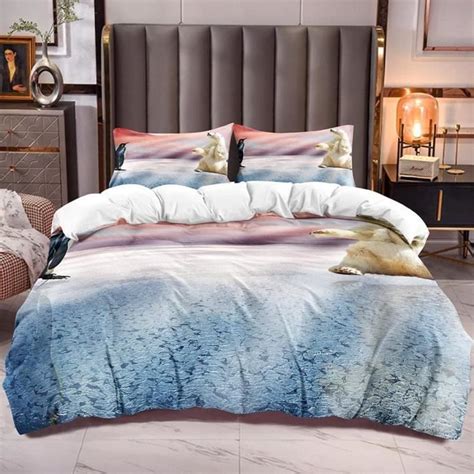 Housse De Couette Ours Polaire Pingouin En Microfibre 140x200cm