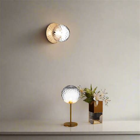 Cgc Dixon Brushed Gold And Clear Glass Globe Diffuser Table Lamp Light
