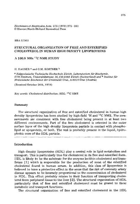 Pdf Structural Organization Of Free And Esterified Cholesterol In