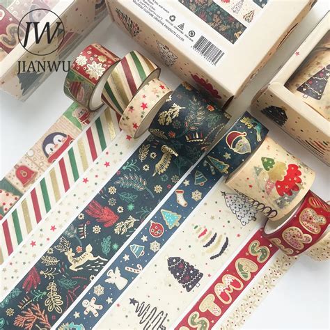 Jianwu 8 Rollsset Cute Christmas Washi Tape Creative Bronzing Diy