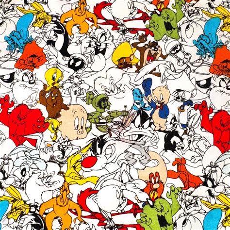 Classic Looney Tunes Fabric 16974115 Tweety Bugs Bunny Taz Mary Jo
