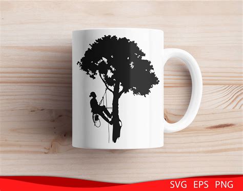 Tree Arborist SVG Tree Services Svg Tree Cutter Climbing Silhouette