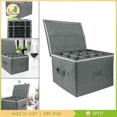 Ihoce Stemware Storage Cases With Dividers Transporting Protecting