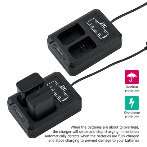 JJC Bộ Sạc Pin NP FW50 Cho Sony ZV E10 A7 II A7S II A7R II A6000 A6100