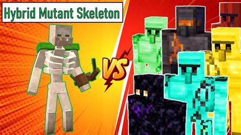 Hybrid Mutant Skeleton Vs Extra Golems Minecraft Mob Battle Youtube
