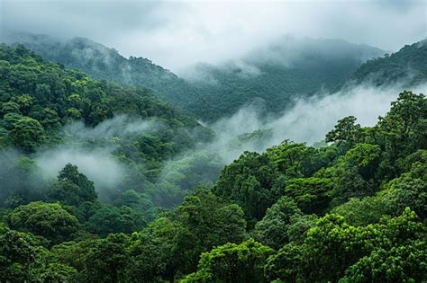 Misty Rainforest Landscape Premium Ai Generated Image