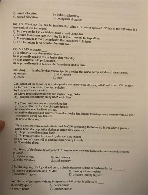 Solved A Linked Allocation B Indexed Allocation D